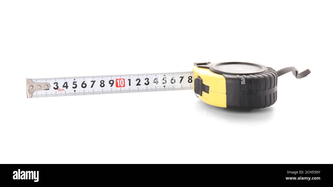 Measuring tape on white background Stock Photo - Alamy