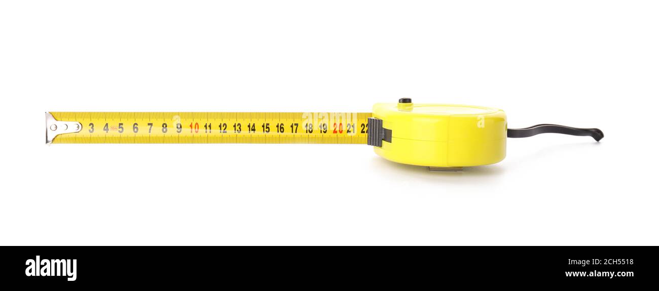 Measuring tape on white background Stock Photo - Alamy