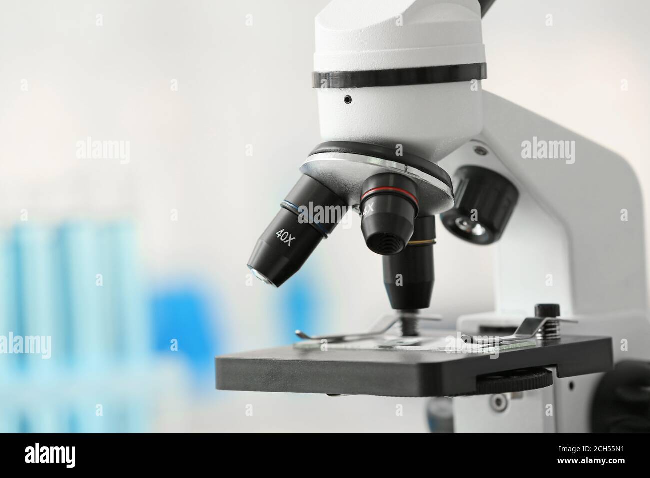 Modern microscope in laboratory, closeup Stock Photo - Alamy