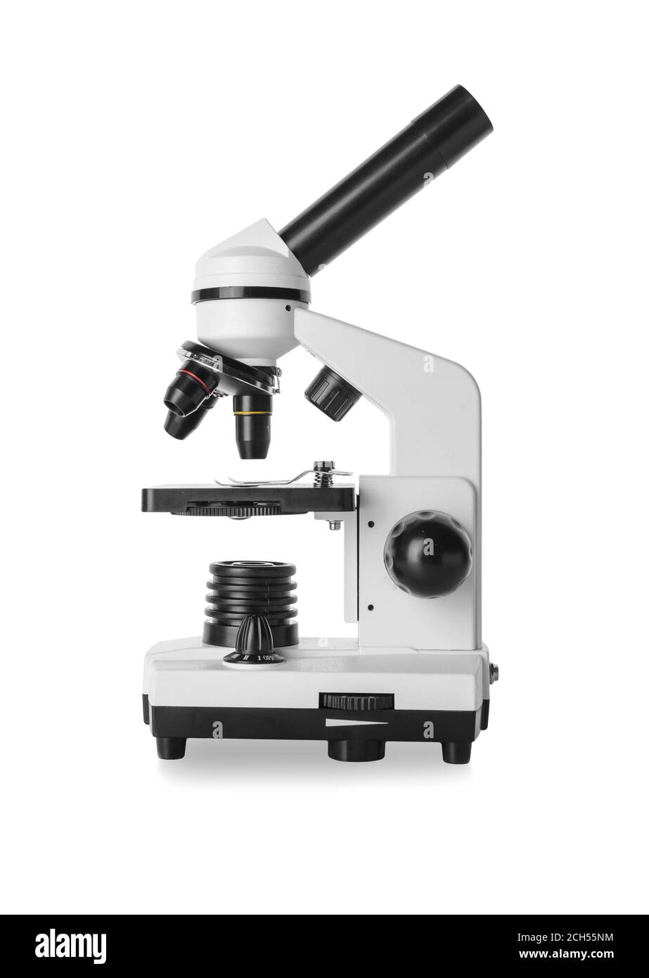 Modern microscope on white background Stock Photo - Alamy