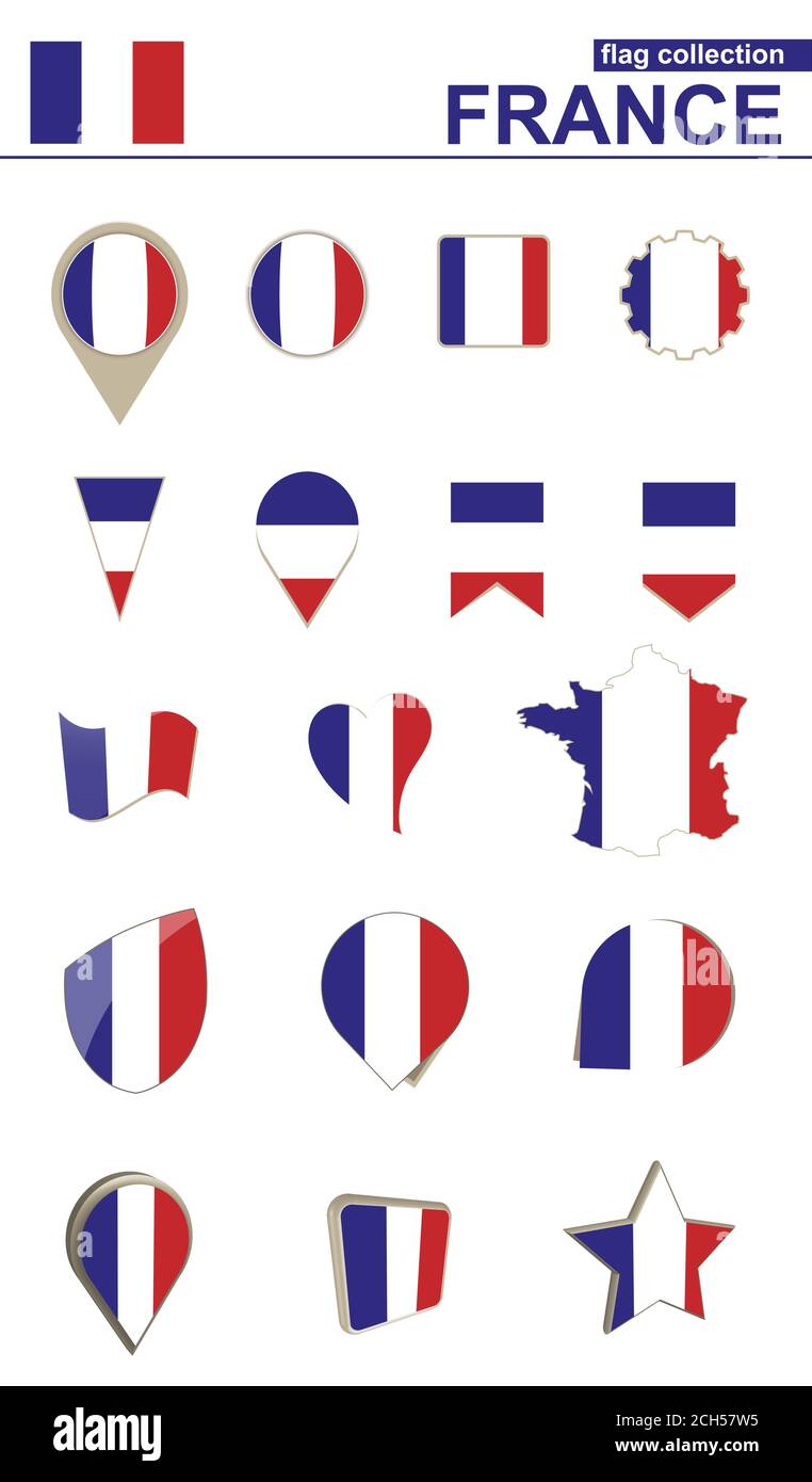 France Flag Collection. Big set for design. Vector Illustration Stock ...