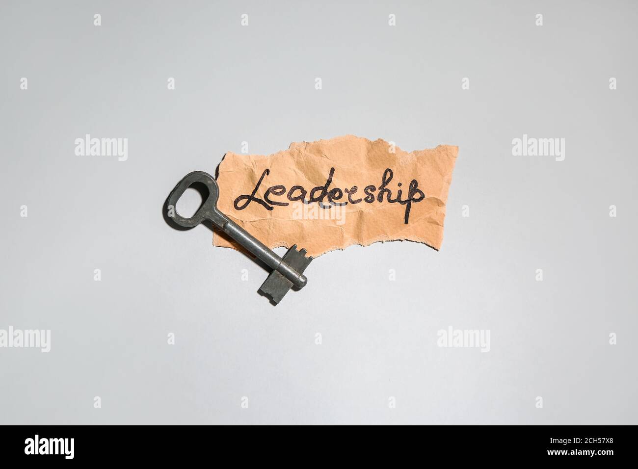 Key with word LEADERSHIP on grey background Stock Photo - Alamy