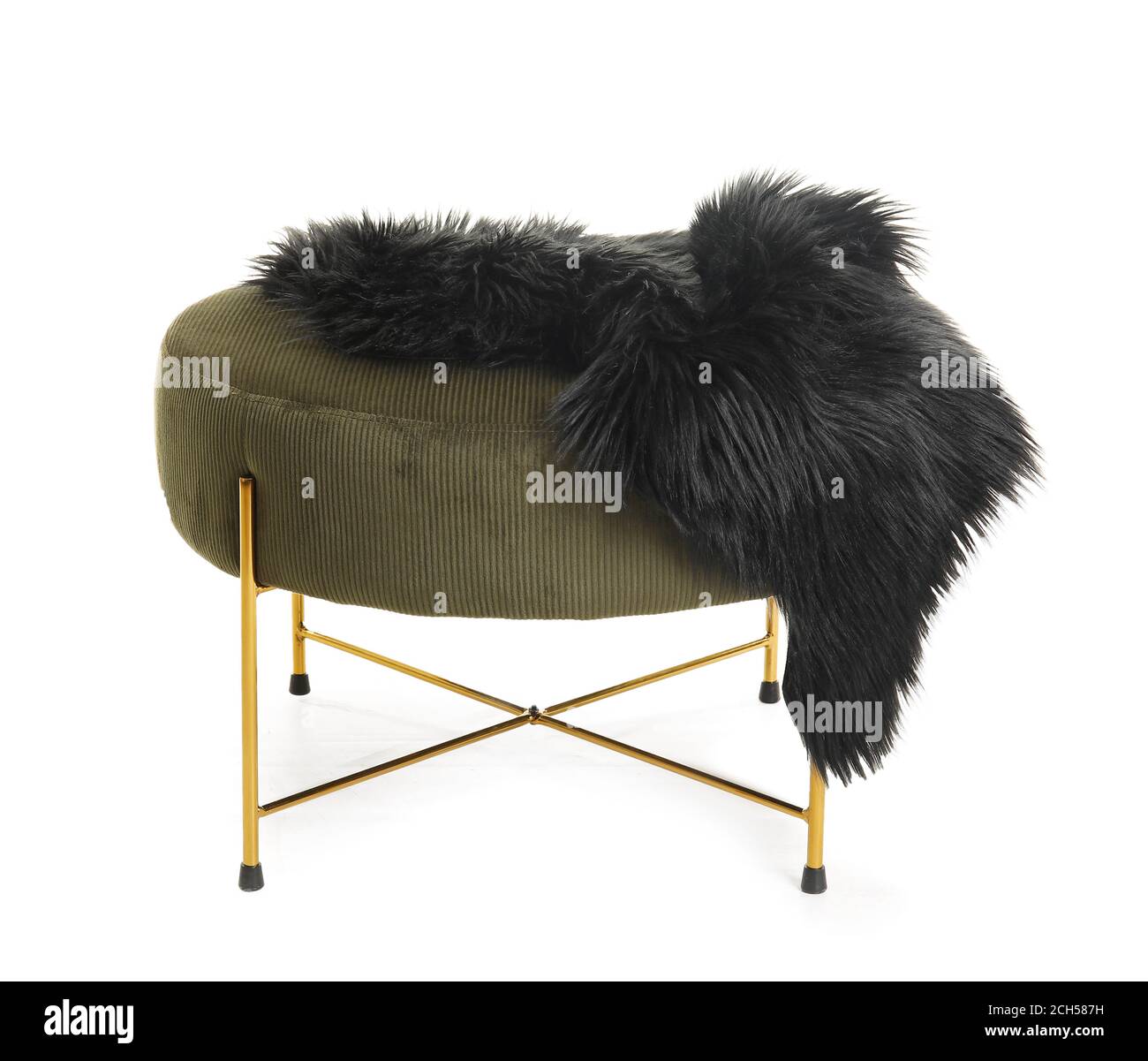 Modern pouf on white background Stock Photo - Alamy