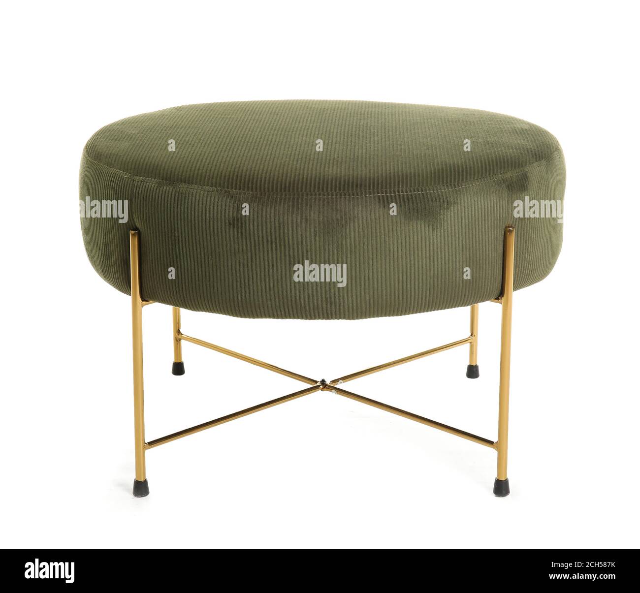 Modern pouf on white background Stock Photo - Alamy