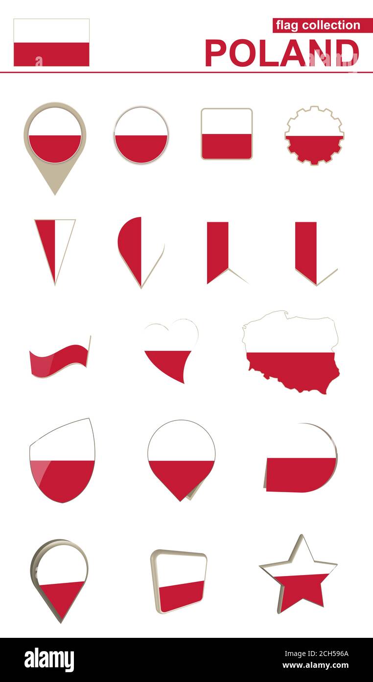Poland Flag Collection. Big set for design. Vector Illustration Stock ...
