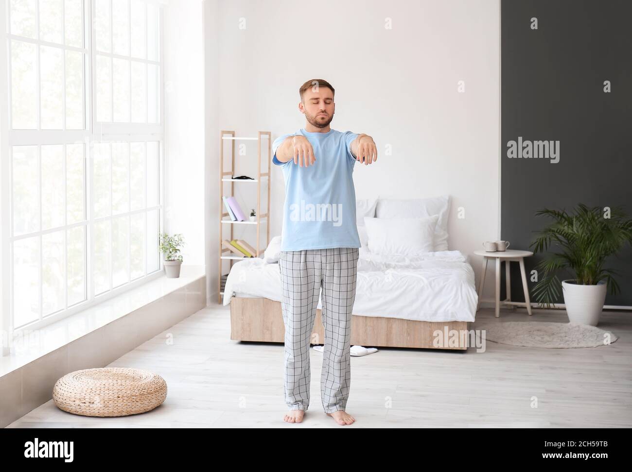 Male sleepwalker in his bedroom Stock Photo - Alamy