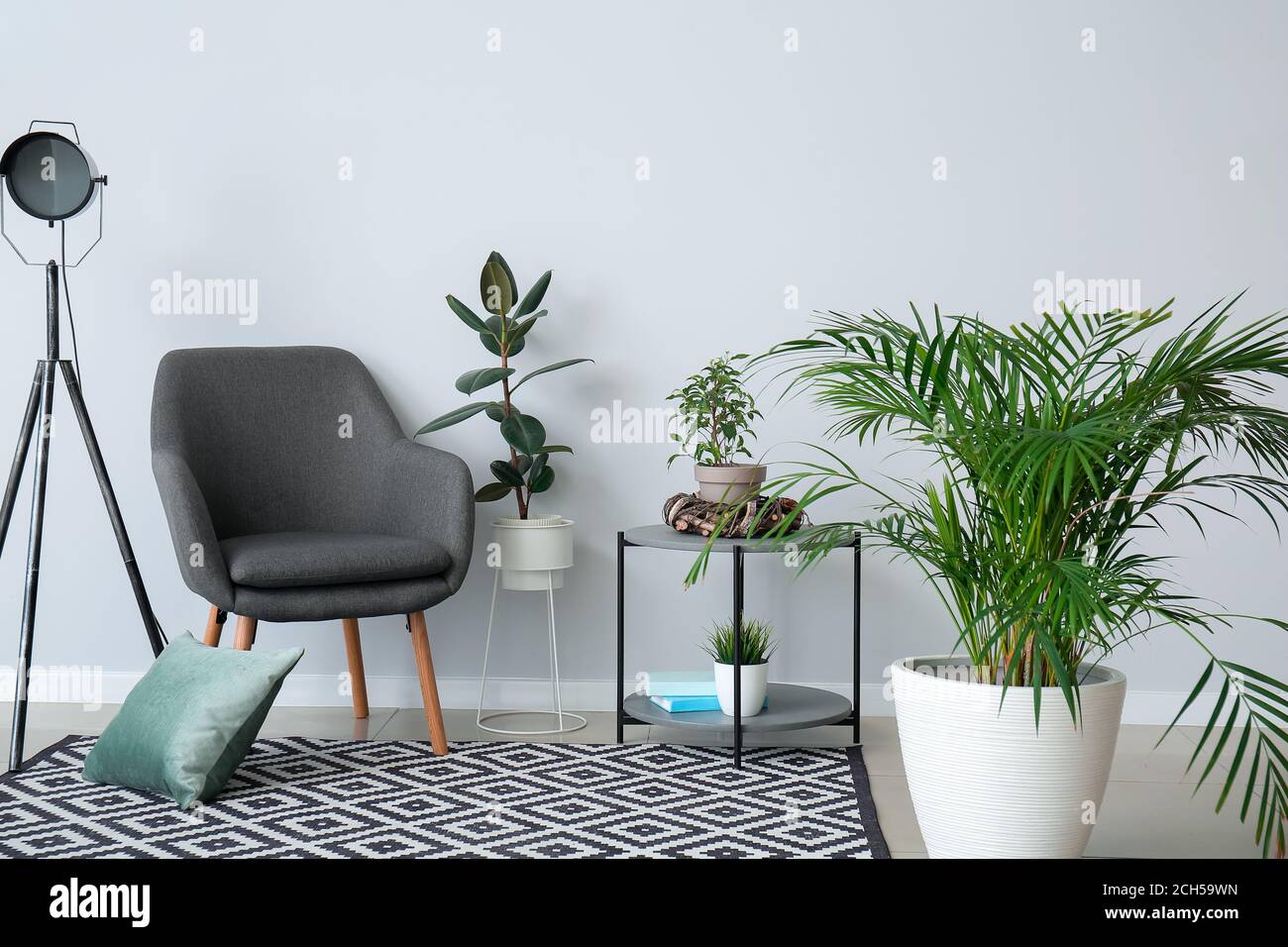 Interior of modern room with armchair Stock Photo - Alamy