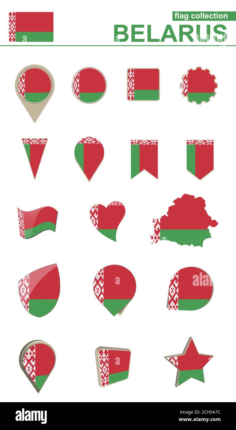 Belarus Flag Collection. Big set for design. Vector Illustration Stock ...