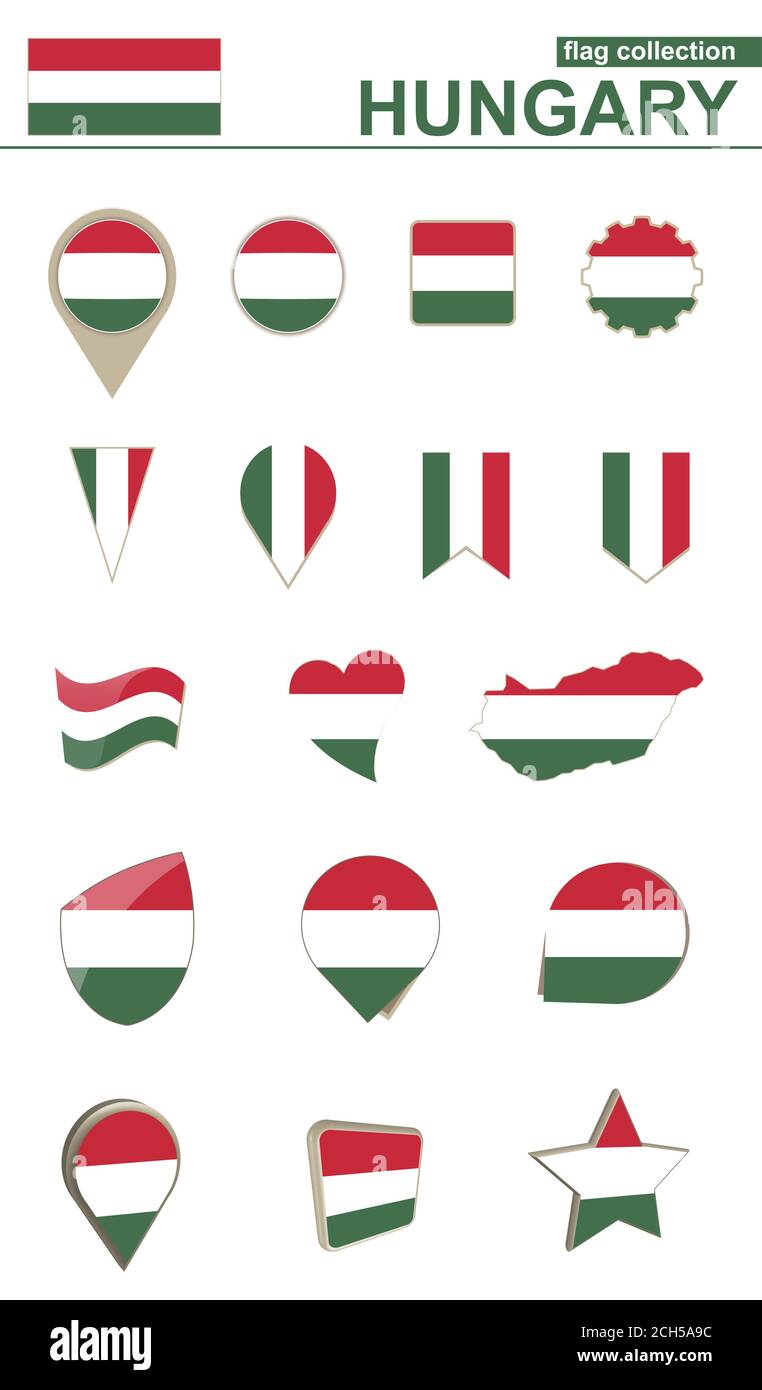Hungary Flag Collection. Big set for design. Vector Illustration Stock ...