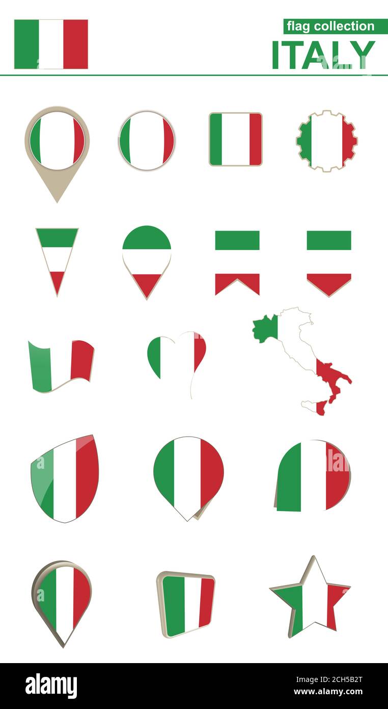 Italy Flag Collection. Big set for design. Vector Illustration Stock ...