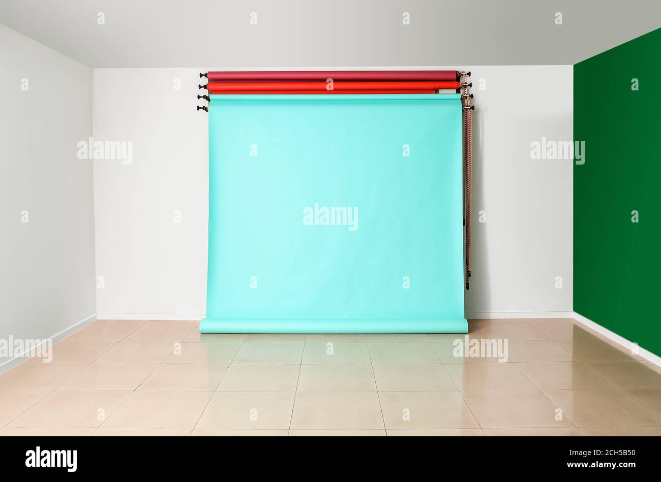 Color backdrops in modern photo studio Stock Photo - Alamy