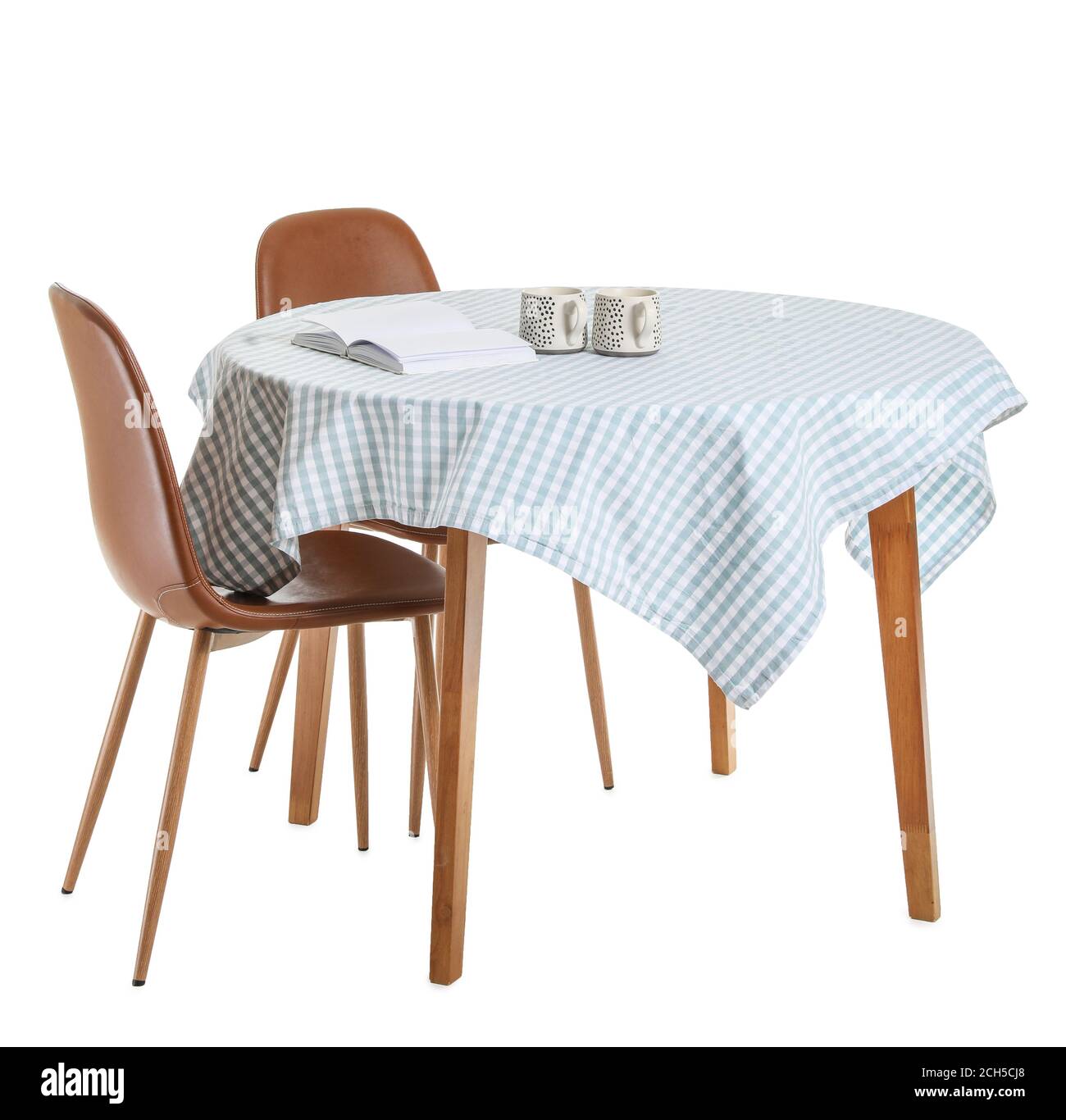 Dining table with chairs on white background Stock Photo - Alamy