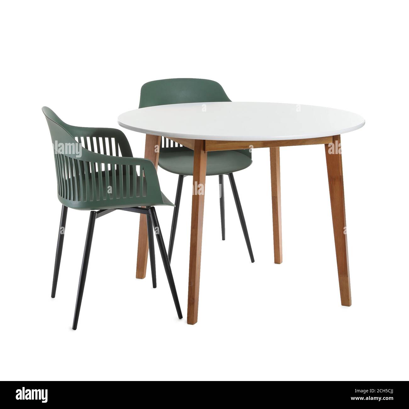 Dining table with chairs on white background Stock Photo - Alamy