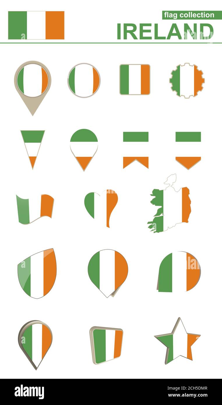 Ireland Flag Collection. Big set for design. Vector Illustration Stock ...