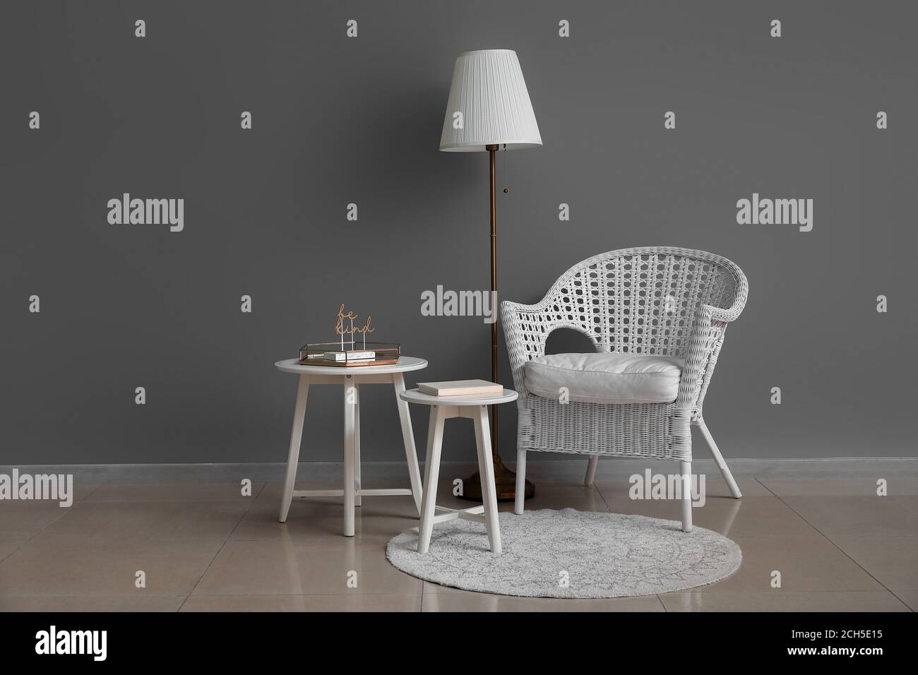 Interior of room with comfortable armchair Stock Photo - Alamy