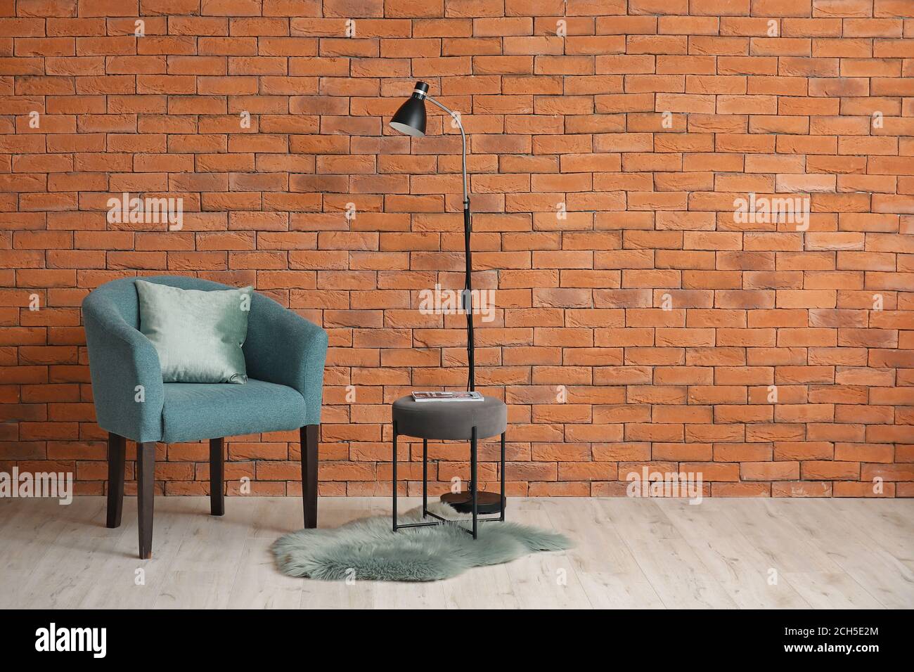 Interior of modern room with armchair Stock Photo - Alamy