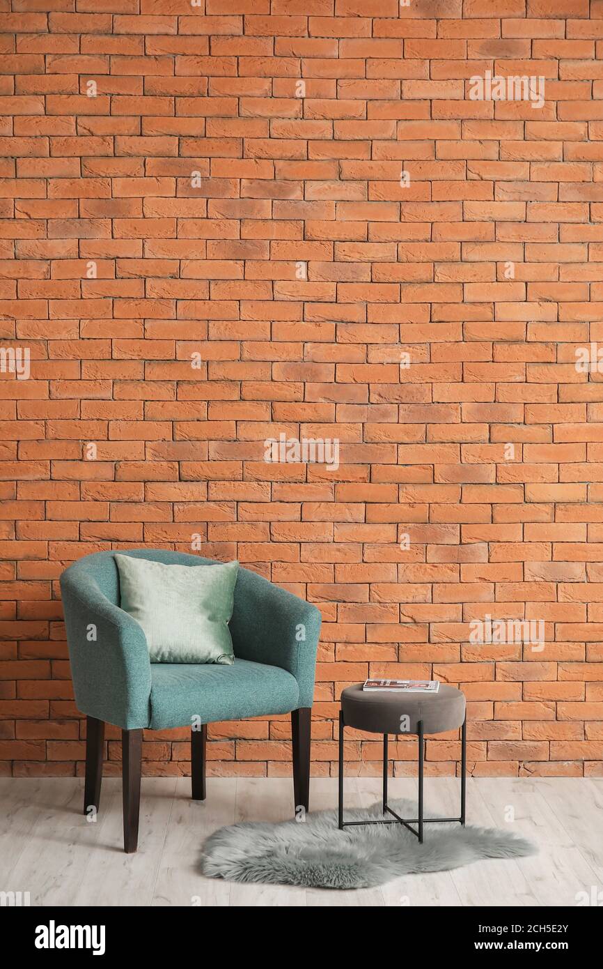 Interior of modern room with armchair Stock Photo - Alamy