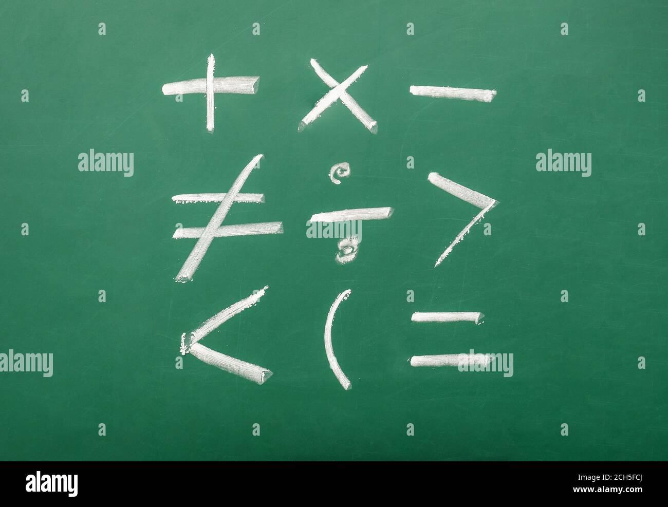Mathematical symbols written on blackboard Stock Photo - Alamy