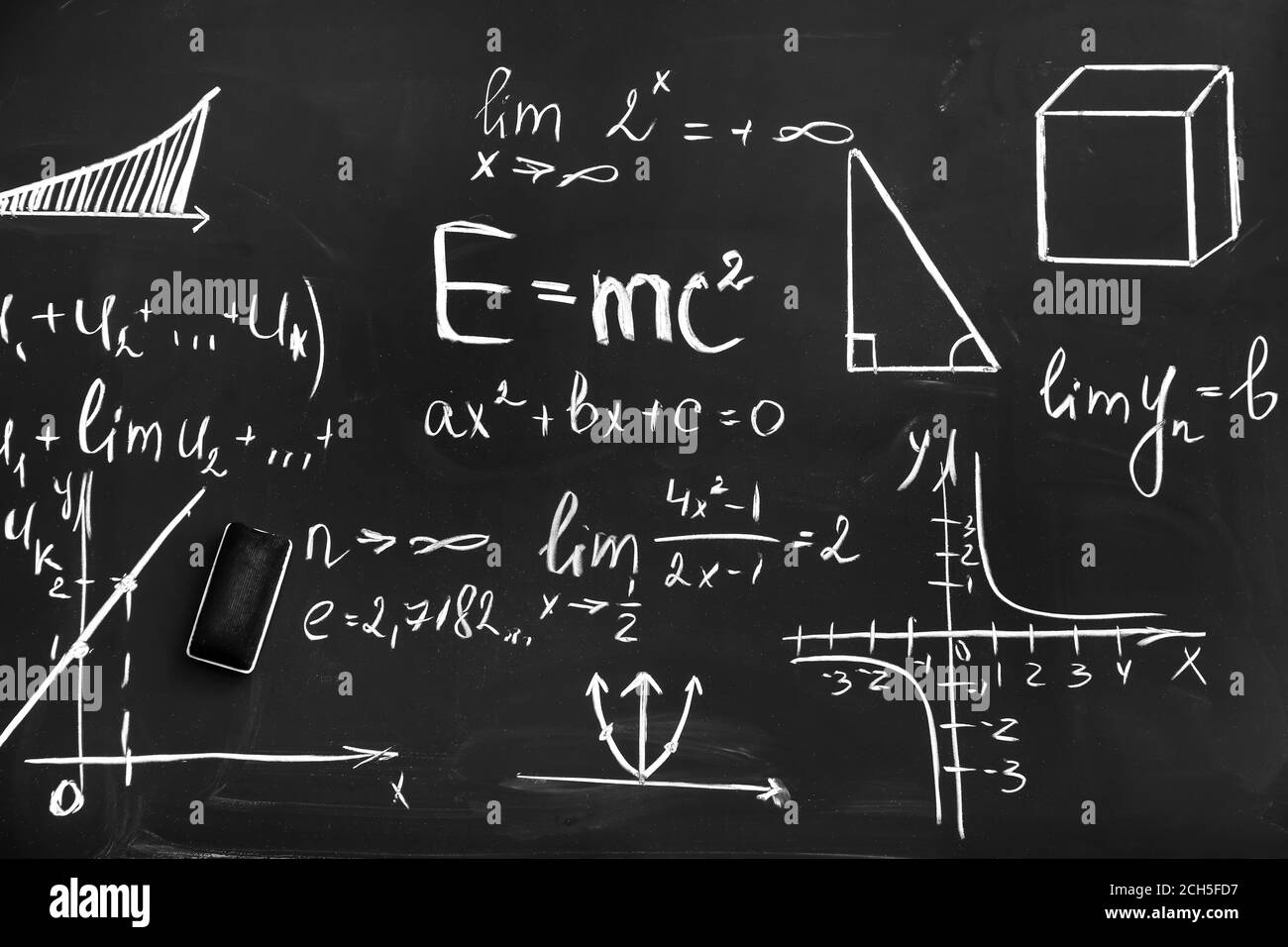 School blackboard prepared for maths lesson Stock Photo - Alamy