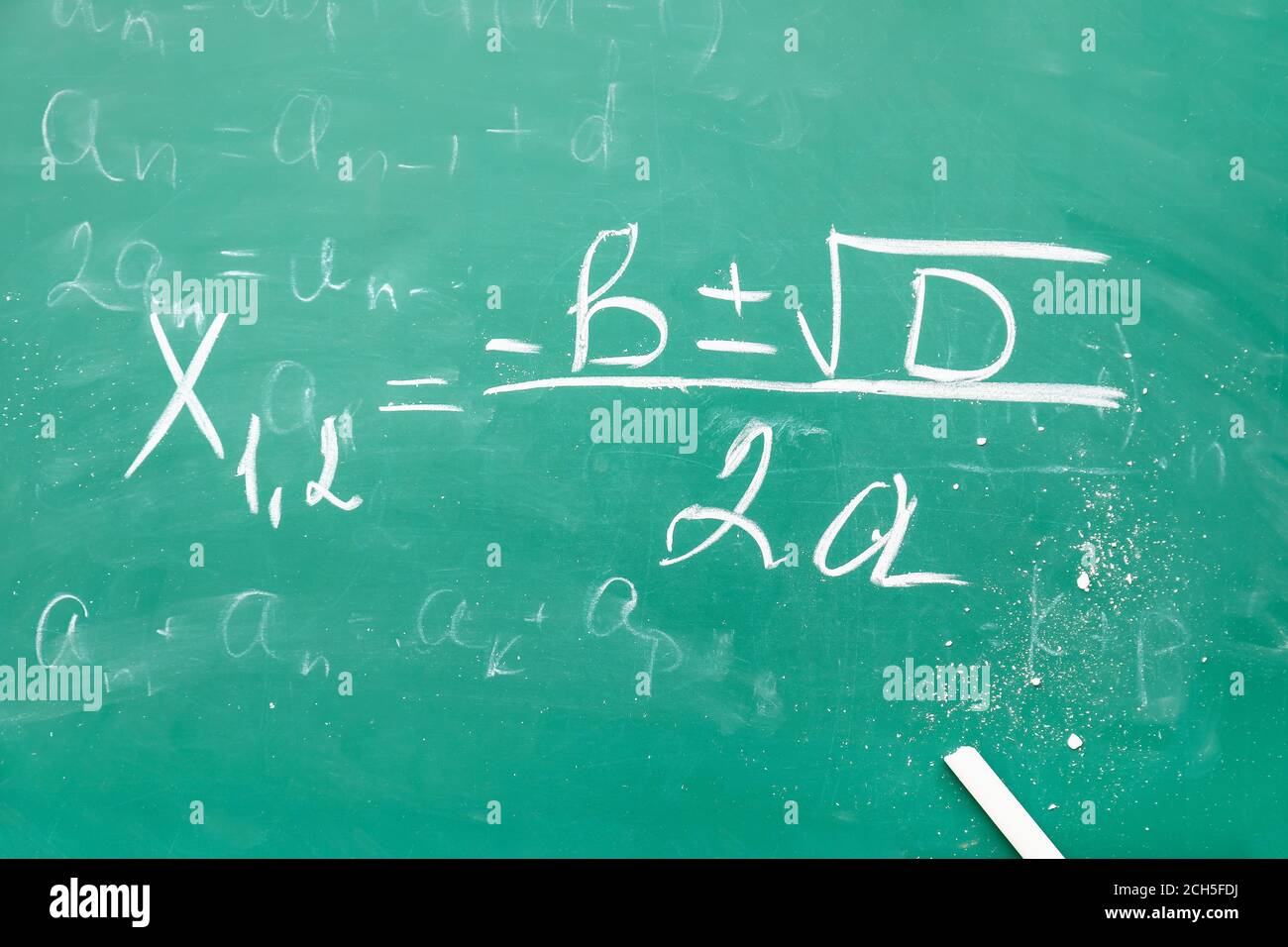 School blackboard with written formula Stock Photo - Alamy