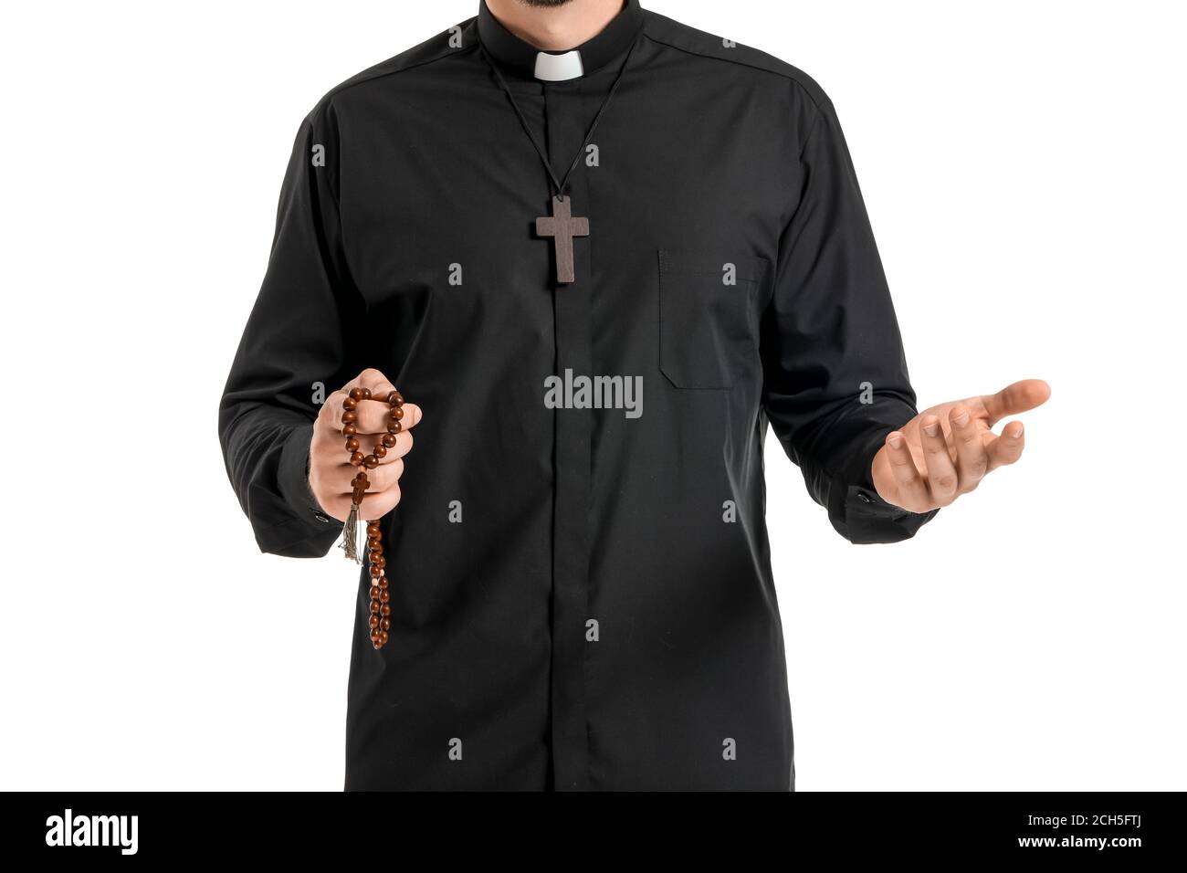 Handsome priest on white background Stock Photo - Alamy