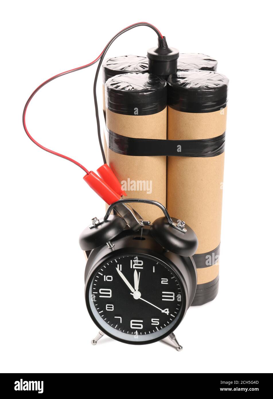 Bomb with clock timer on white background Stock Photo - Alamy