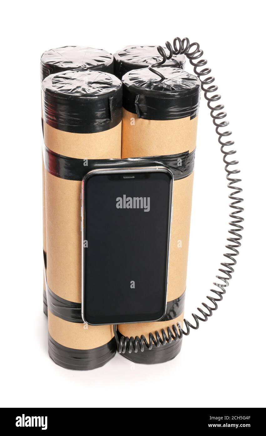 Bomb with timer on white background Stock Photo - Alamy