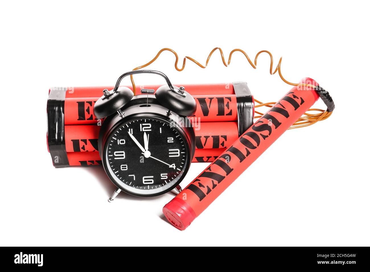 Bomb with clock timer on white background Stock Photo - Alamy