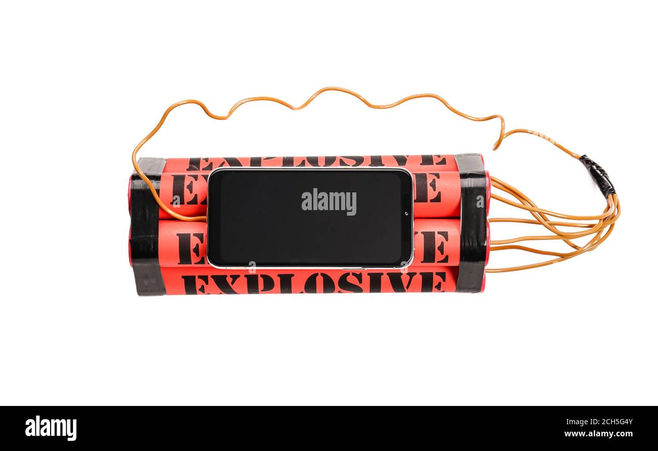 Bomb with timer on white background Stock Photo - Alamy