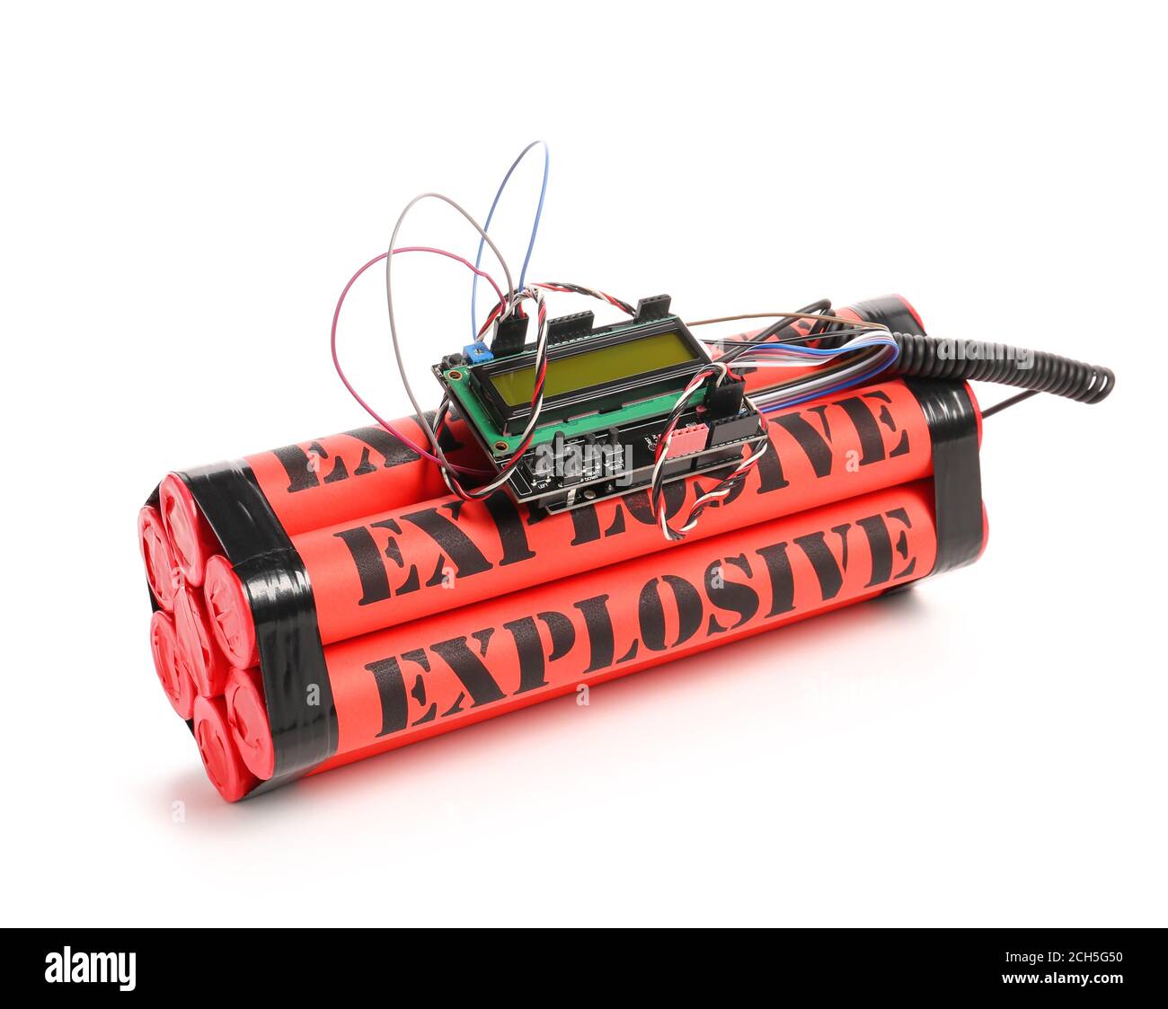 Bomb with timer on white background Stock Photo - Alamy