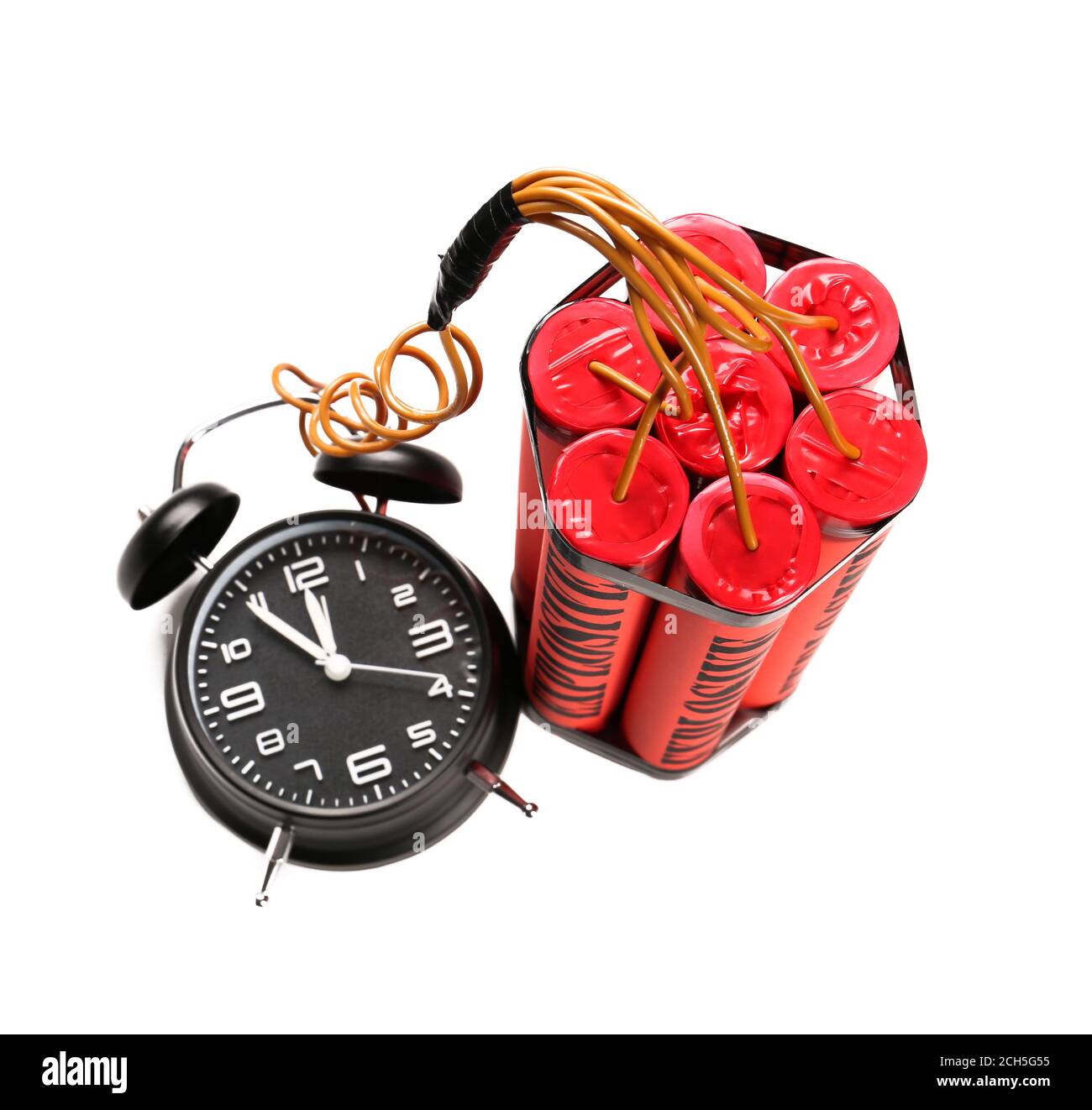 Bomb with clock timer on white background Stock Photo - Alamy
