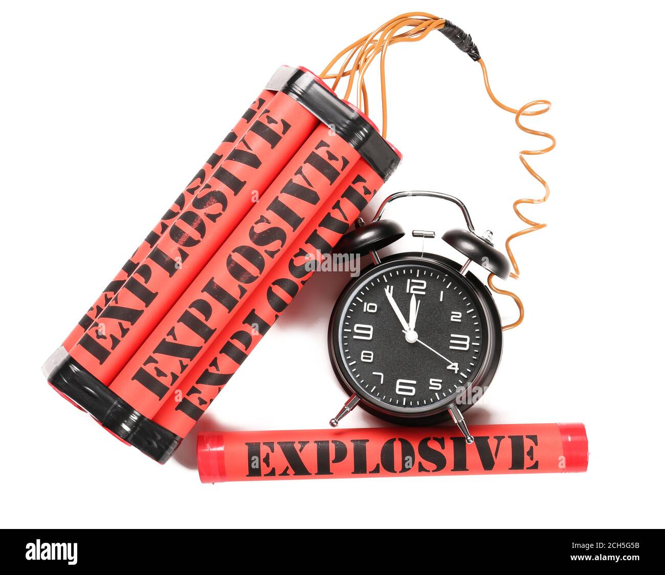 Bomb with clock timer on white background Stock Photo - Alamy