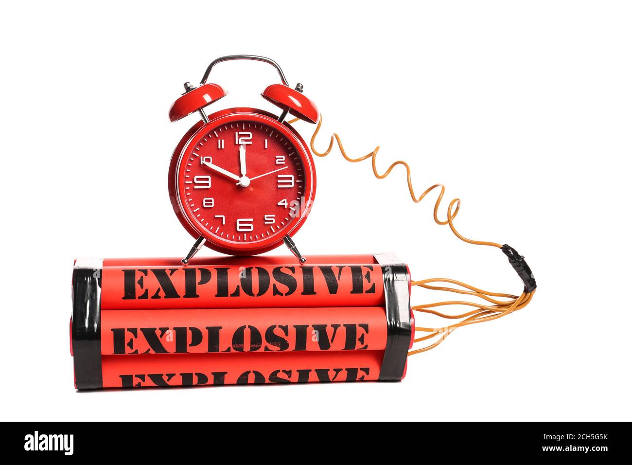 Bomb with clock timer on white background Stock Photo - Alamy