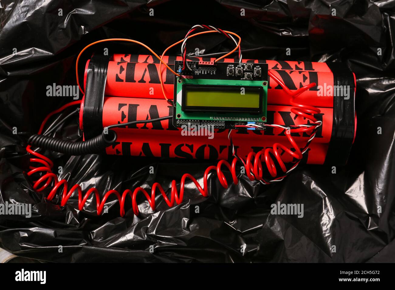 Bomb with timer in bag Stock Photo - Alamy