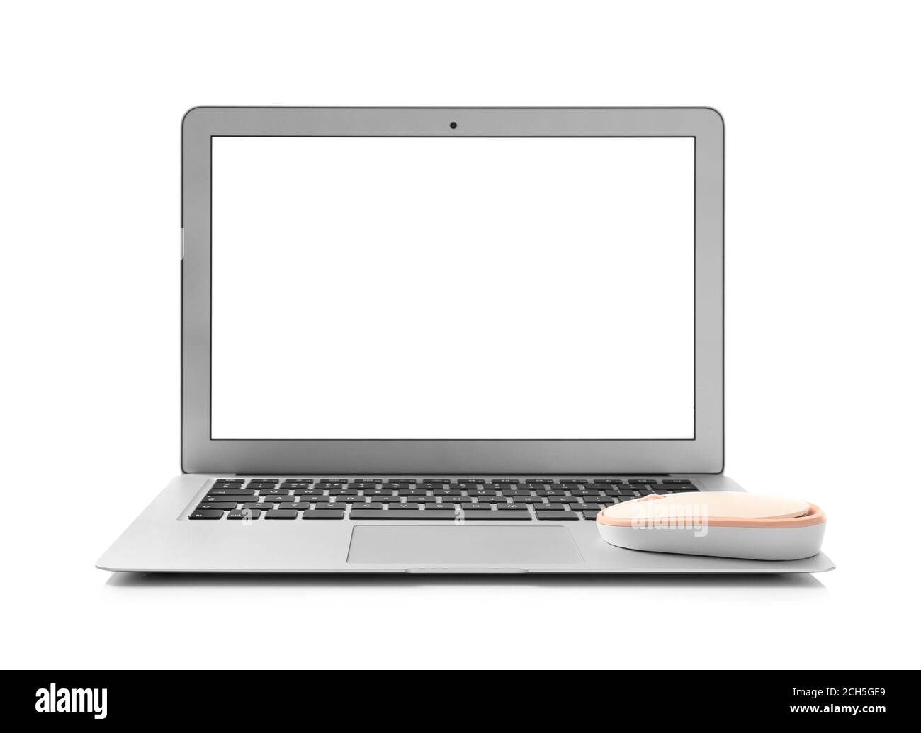 Modern laptop on white background Stock Photo - Alamy