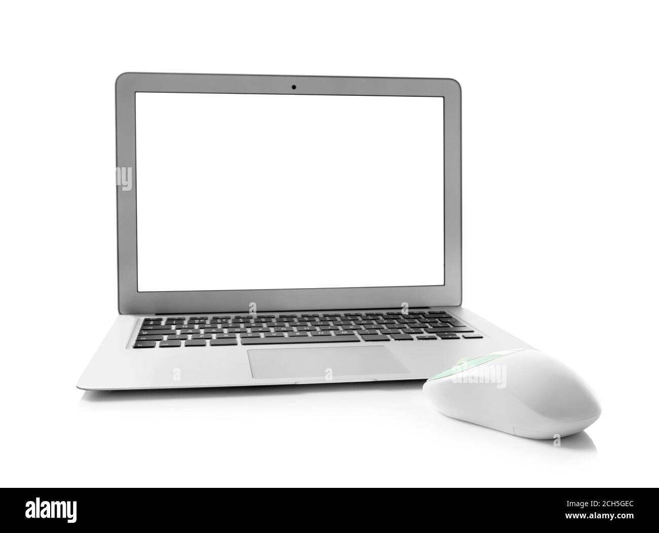 Modern laptop on white background Stock Photo - Alamy