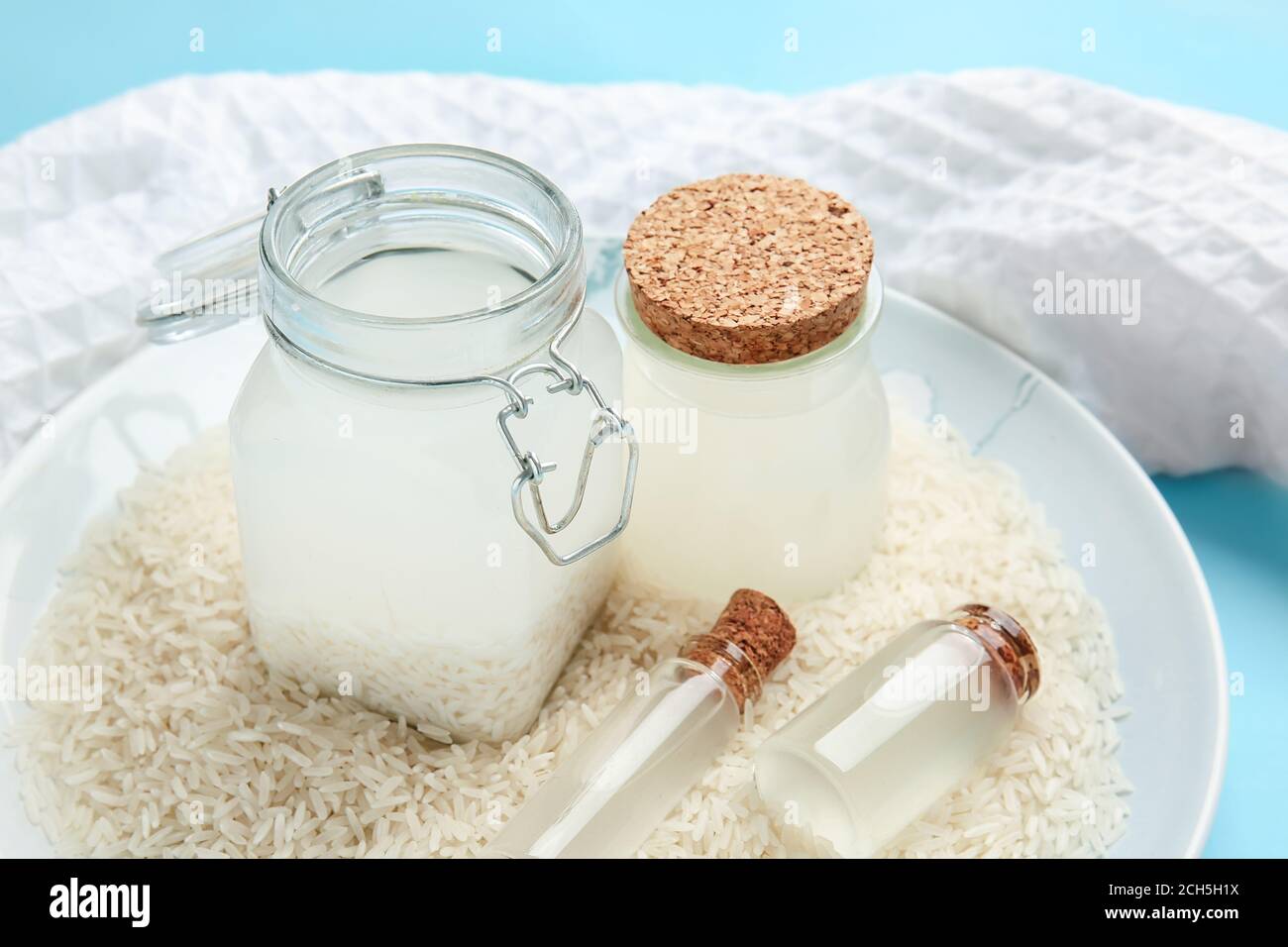 Healthy rice water on plate Stock Photo - Alamy