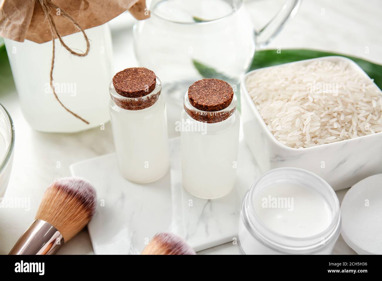 Healthy rice water on white background Stock Photo - Alamy