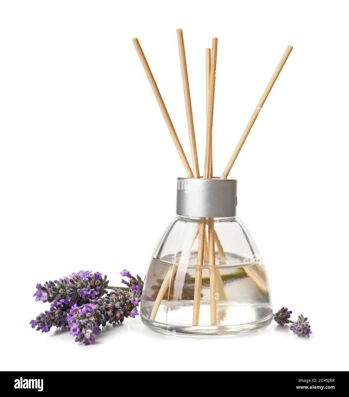 Herbal reed diffuser on white background Stock Photo - Alamy
