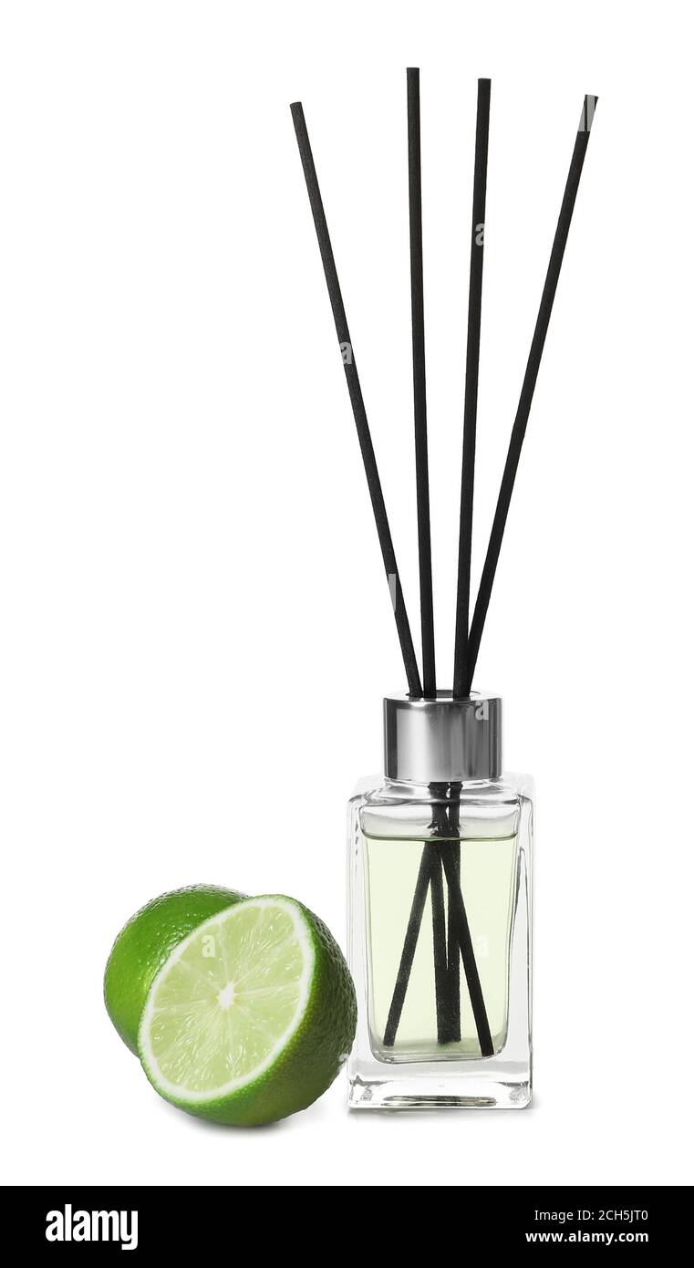 Citrus reed diffuser on white background Stock Photo - Alamy