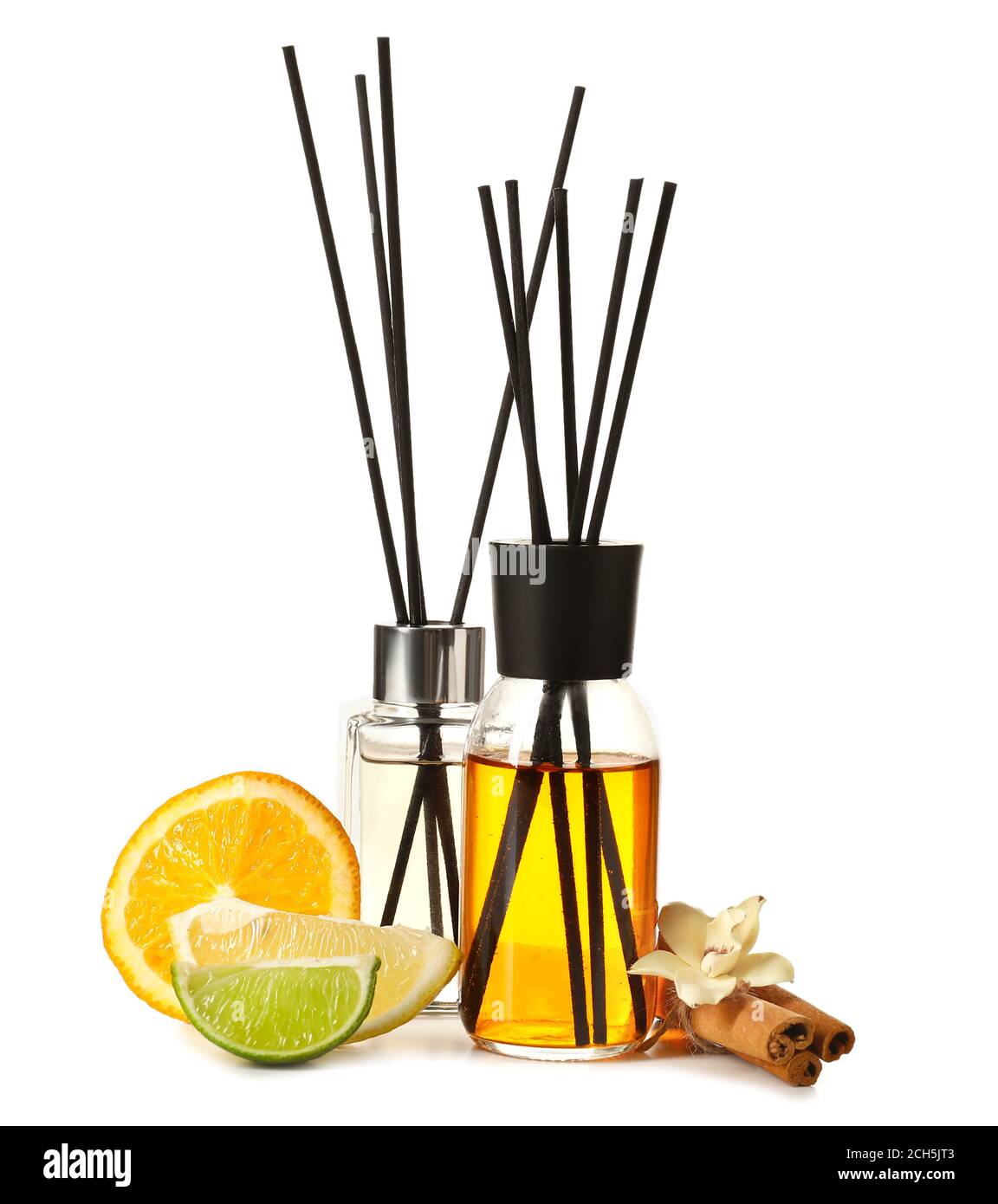 Reed diffusers on white background Stock Photo - Alamy