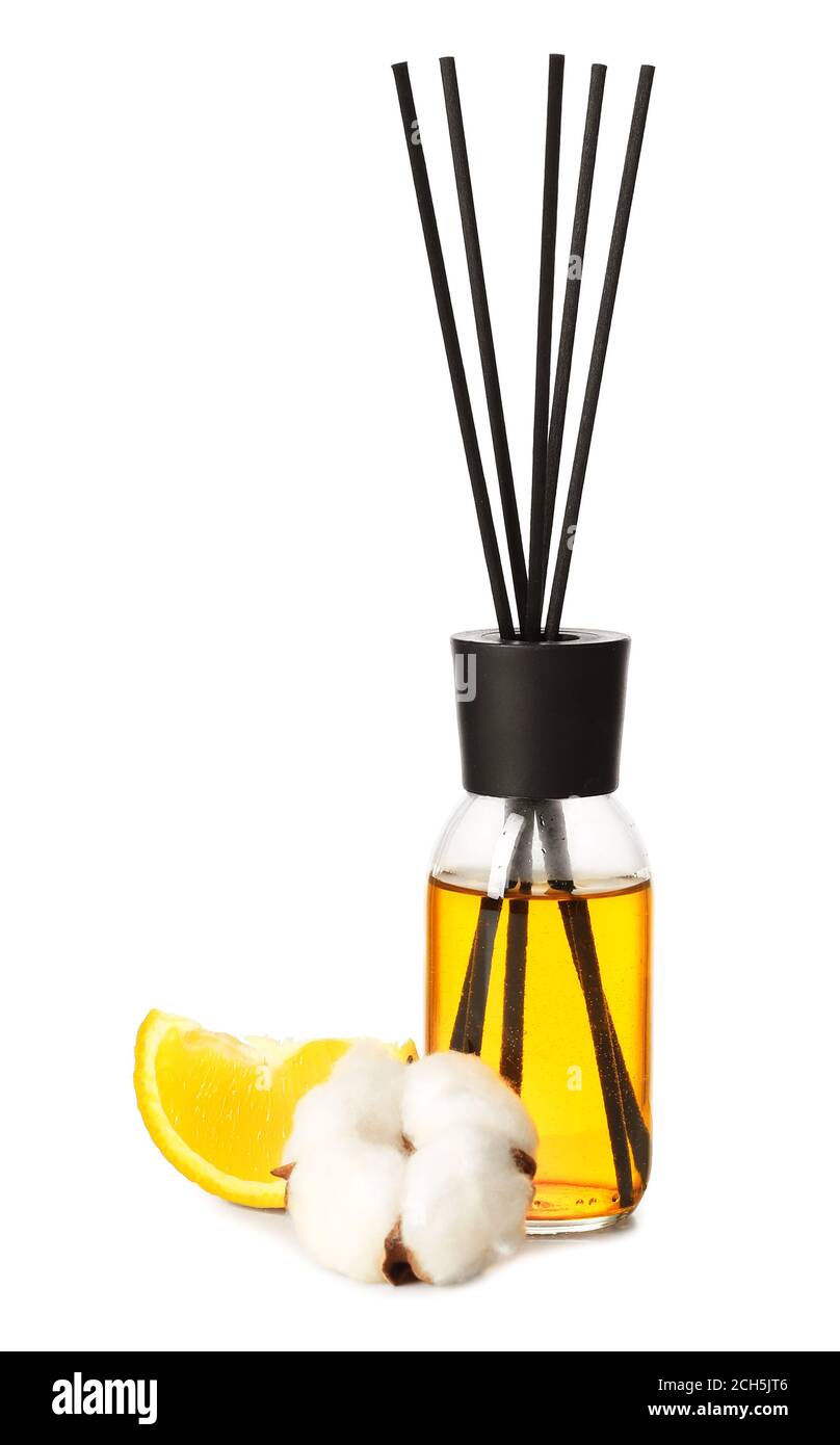 Reed diffuser on white background Stock Photo - Alamy