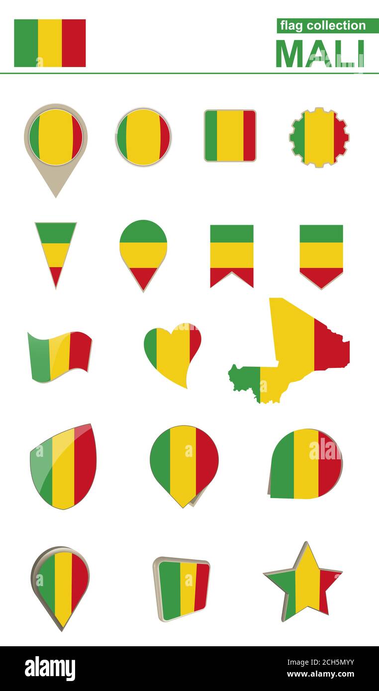 Mali Flag Collection. Big set for design. Vector Illustration Stock ...
