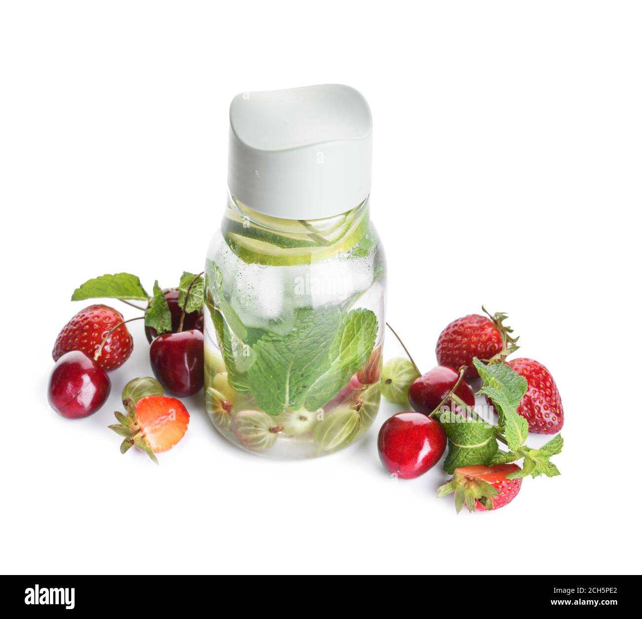 Bottle of fresh infused water isolated on white Stock Photo - Alamy