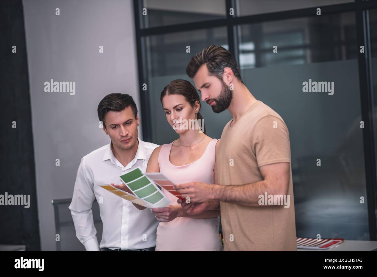 Two colleagues choosing color hi-res stock photography and images - Alamy