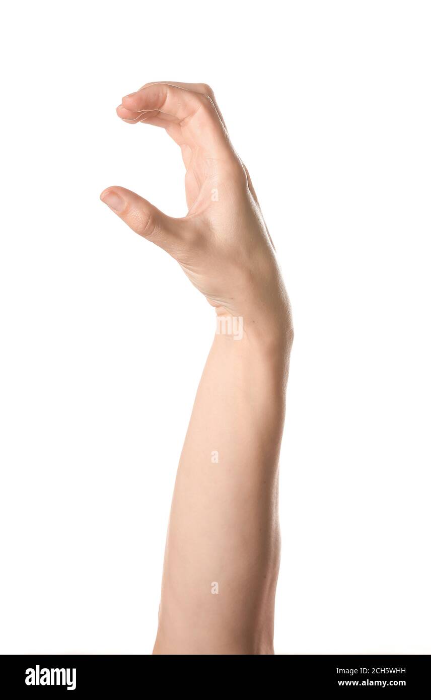 Hand showing letter C on white background. Sign language alphabet Stock ...