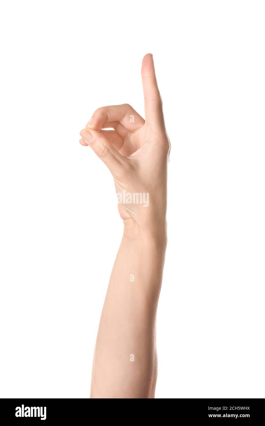 Hand showing letter D on white background. Sign language alphabet Stock ...