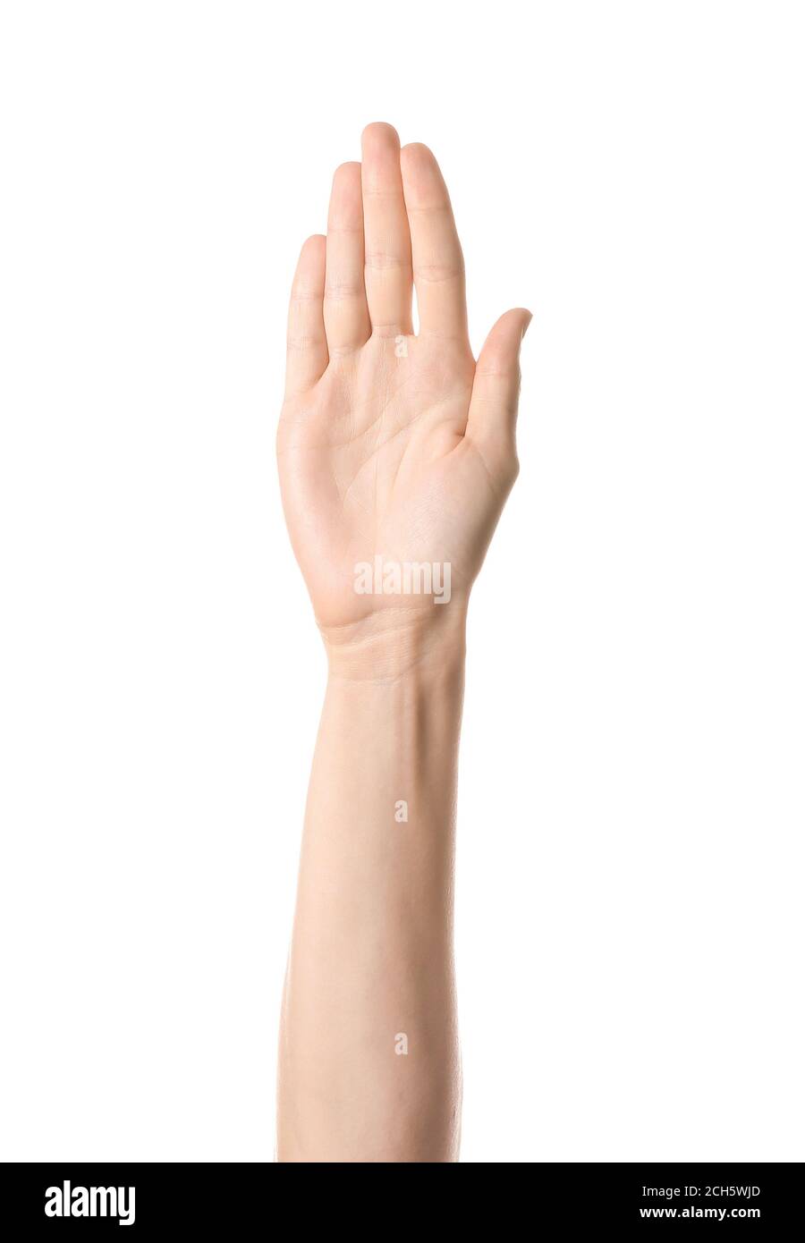 Hand showing letter B on white background. Sign language alphabet Stock ...