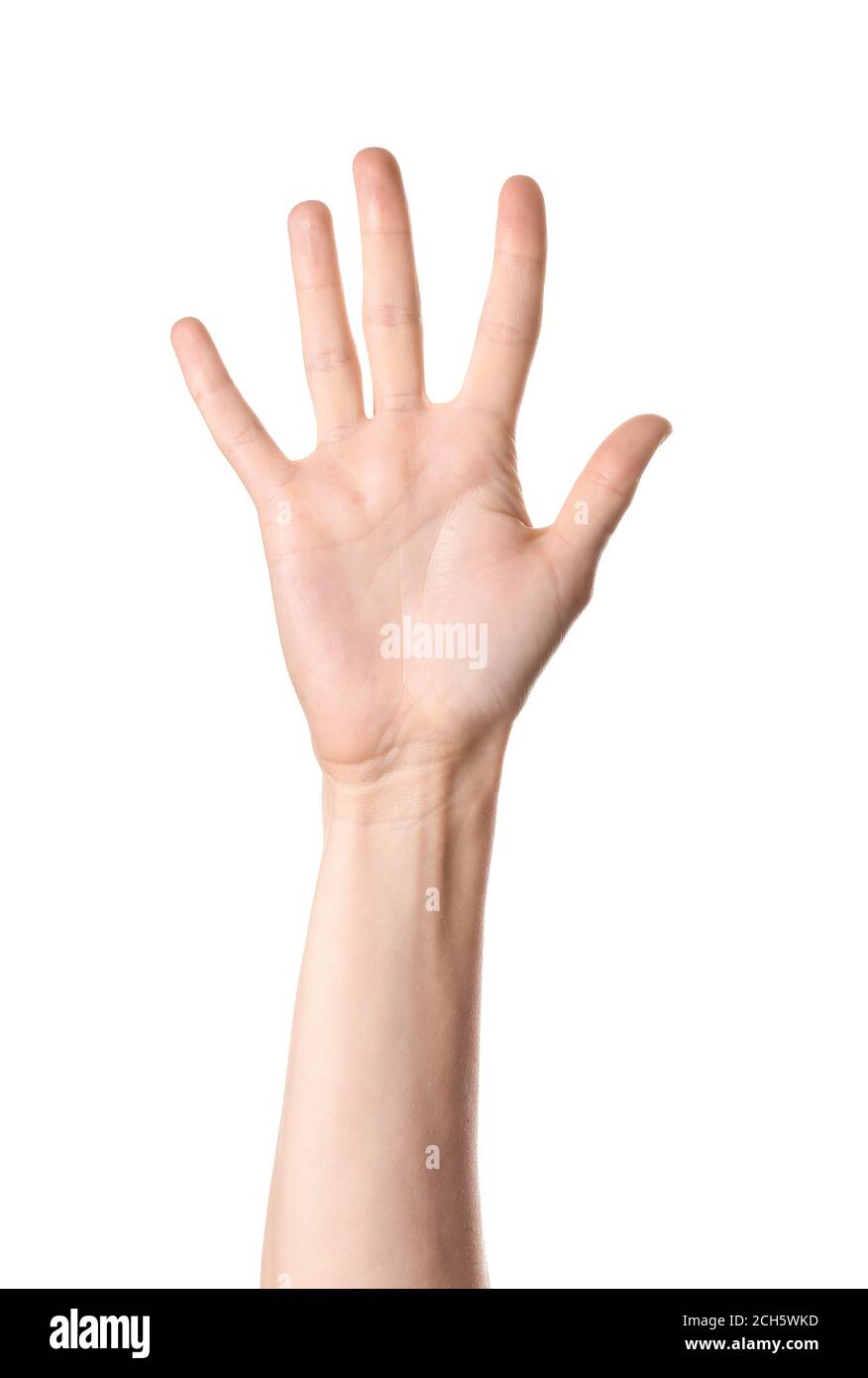 Human arm on white background Stock Photo - Alamy