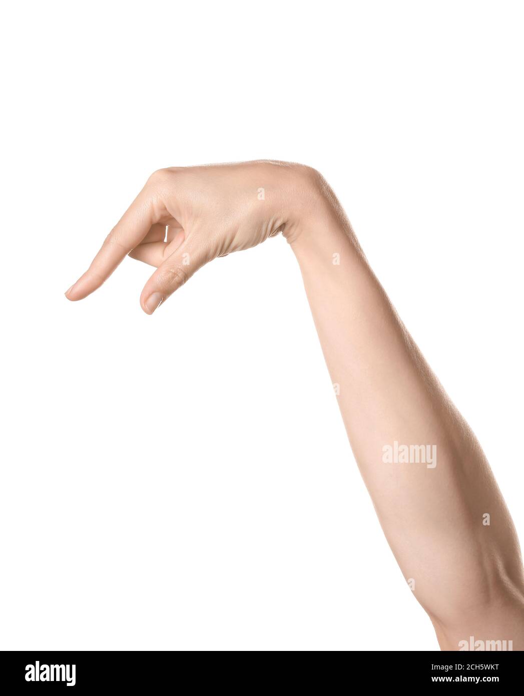 Hand showing letter Q on white background. Sign language alphabet Stock ...